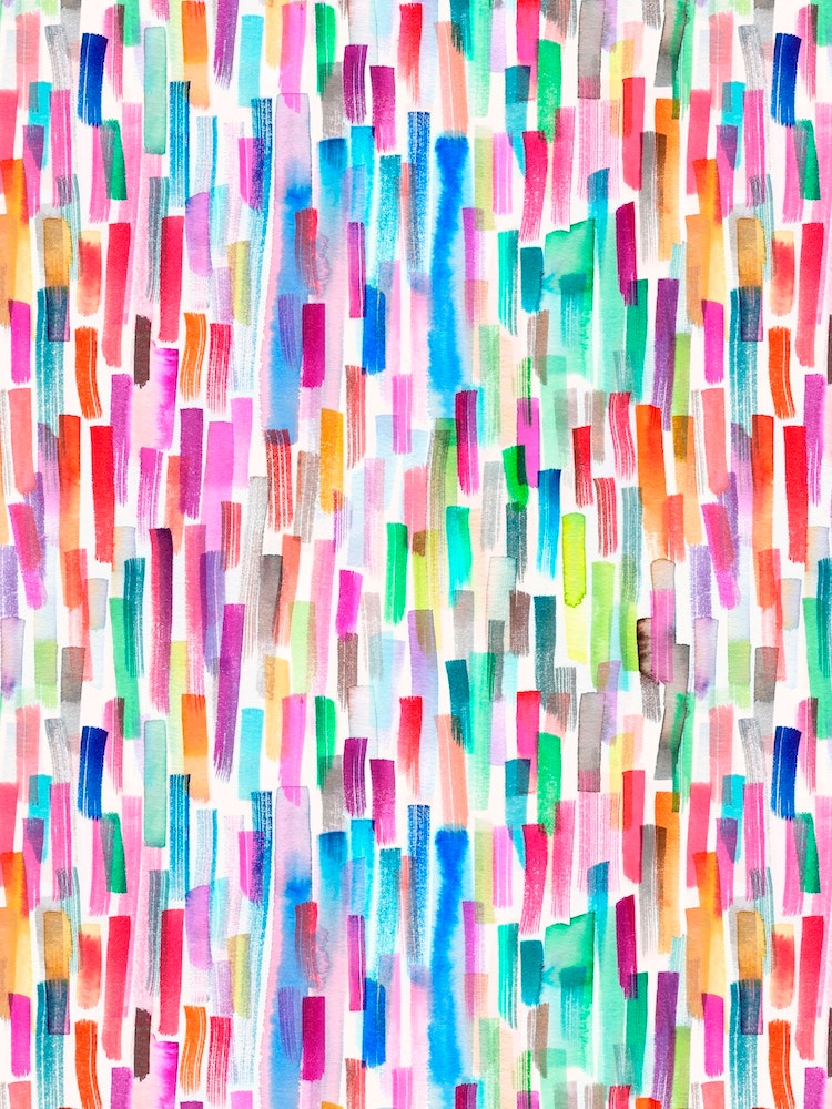 Colorful Brushstrokes Multicolored Art Print by Ninola Design - Fy