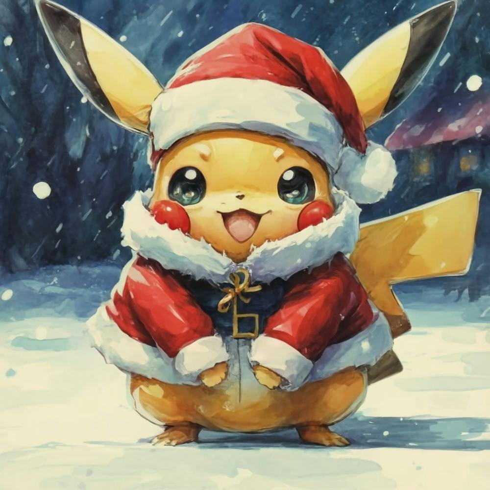 Christmas Pikachu Art Print
