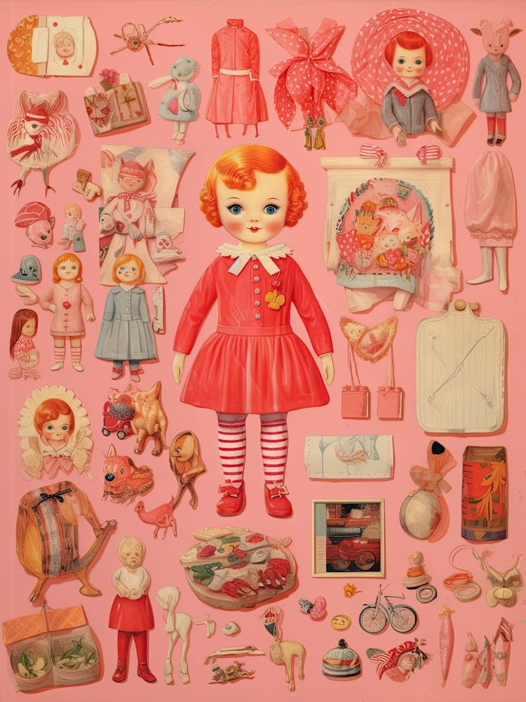 Vintage Paper Doll Kitsch 12 Art Print by Bubblegum Kitsch - Fy