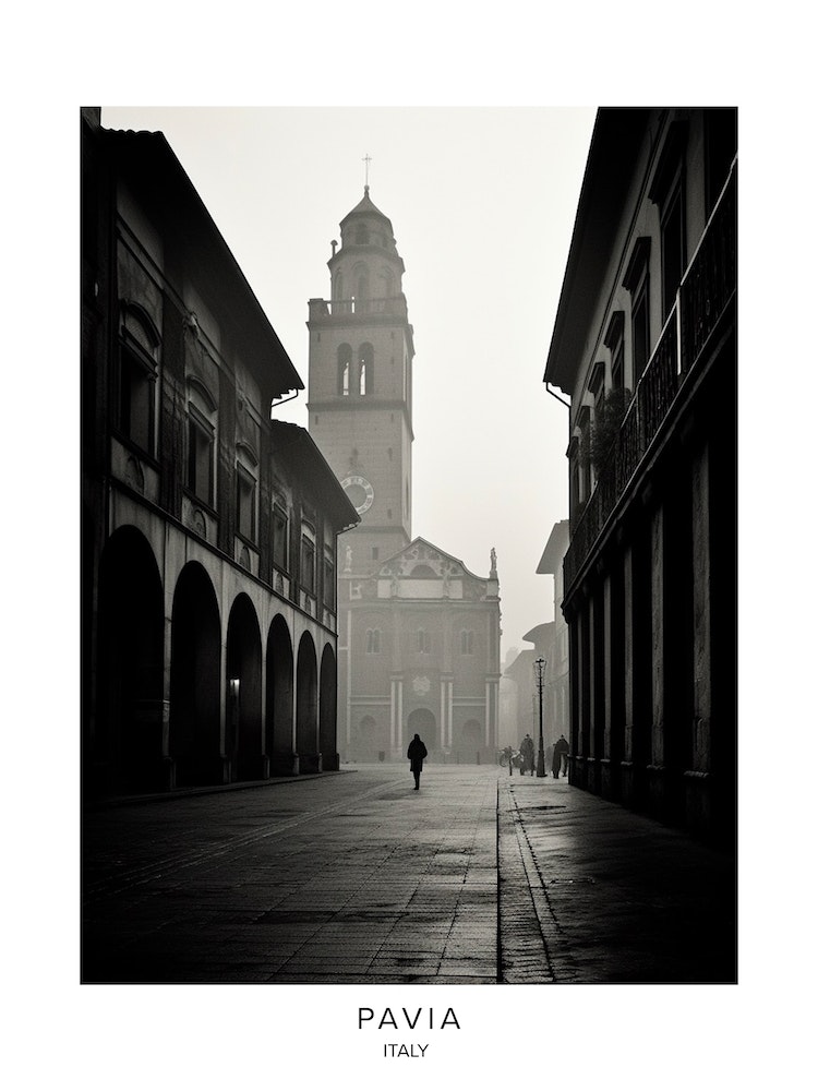 Poster Of Pavia Italy Black And White Analogue Photography 2 Art