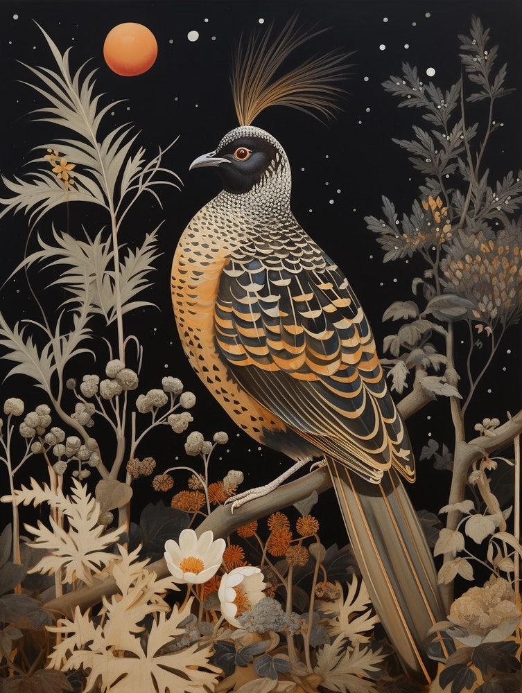 Dark And Moody Botanical Partridge 1 Art Print By Feathered Muse Fy
