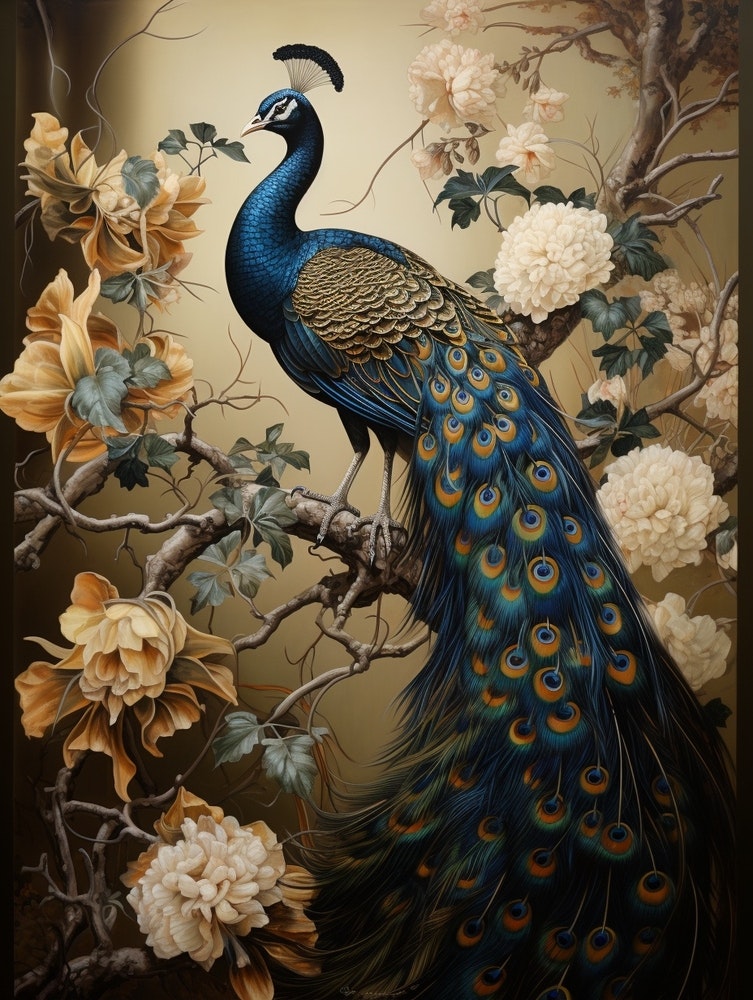 Dark And Moody Botanical Peacock 4 Art Print By Feathered Muse Fy