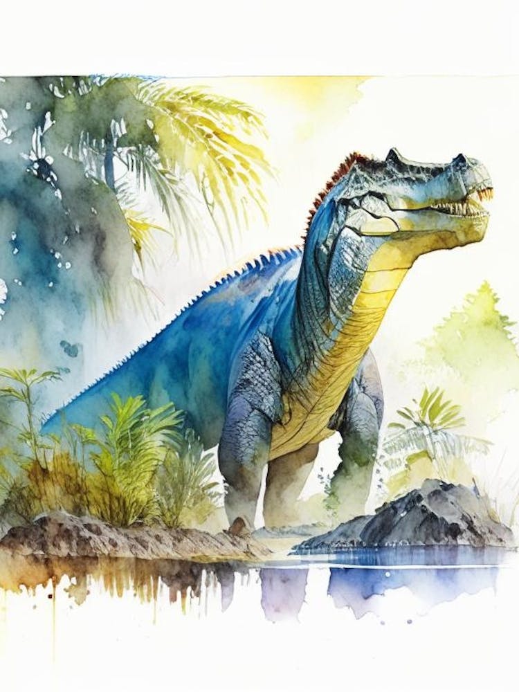 Megalosaurus Watercolour Dinosaur Art Print by Roarsome Art - Fy