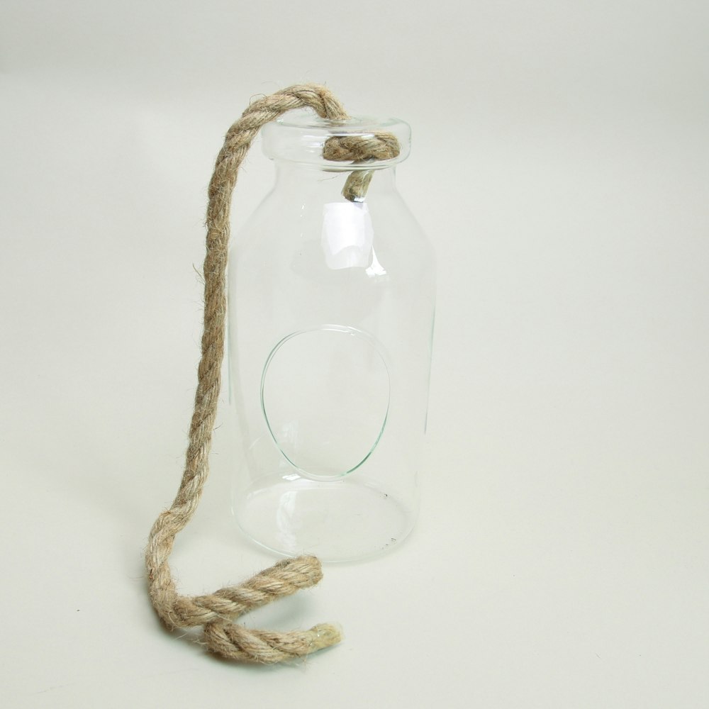 Hanging Glass Vessel With Rope Handle by Parlane - Fy